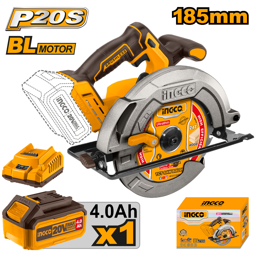 SIERRA CIRCULAR A BATERIA 20V 185MM 7 1/4 + BAT 4AH + CARG CSLI18511 HERRAMIENTAS ELÉCTRICAS SIERRA