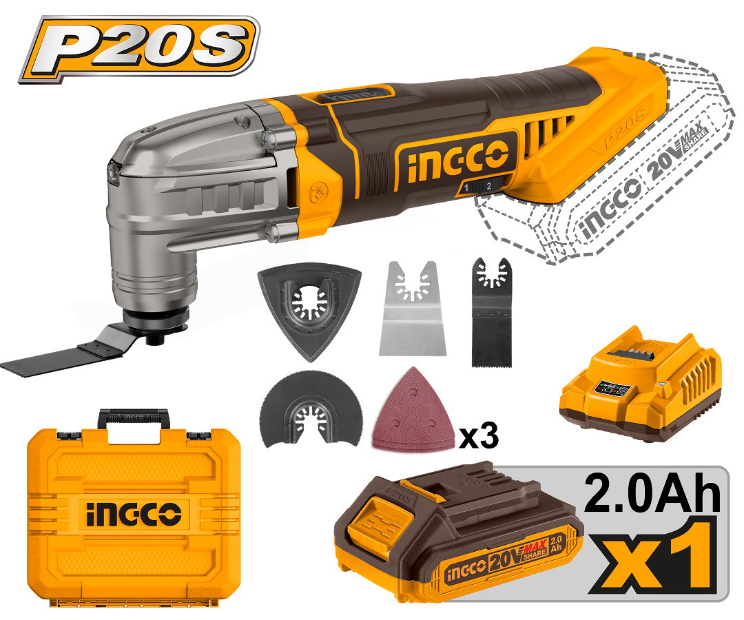 HERRAMIENTAS MULTIFUNCIÓN A BATERIA 20V P20S C BAT CARG VALIJA Y ACCESORIOS INGCO CMLI20228 HERRAMIE