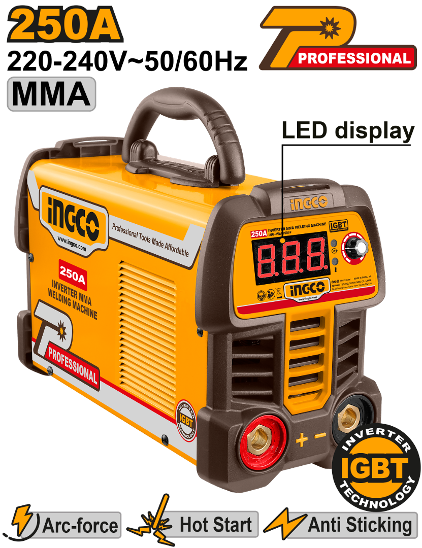 SOLDADORA INVERTER 250AMP LED DISPLAY IGBT INGCO ING-MMA25069 ...