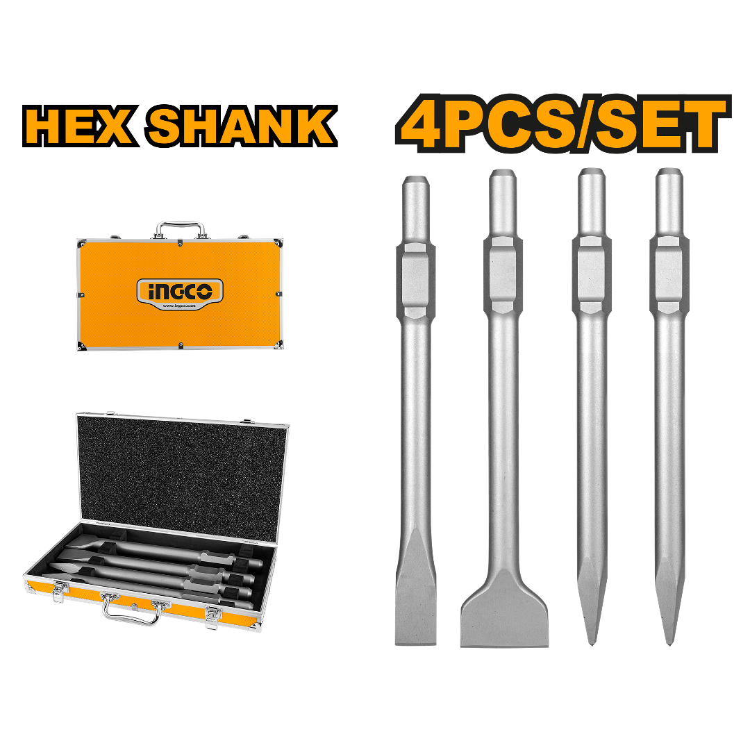 SET X 4 PUNTAS CINCEL ENC HEXAGONAL PARA DEMOLEDOR INGCO DBC0304375 HERRAMIENTAS DE MANO CINCELES