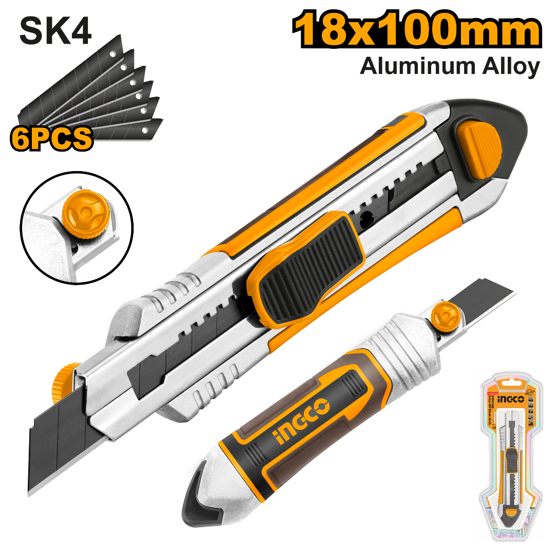 TRINCHETA ALUM 18 MM+ 6 HOJAS INGCO HKNS1808 CON 1 HOJA MATERIAL SK5 ...