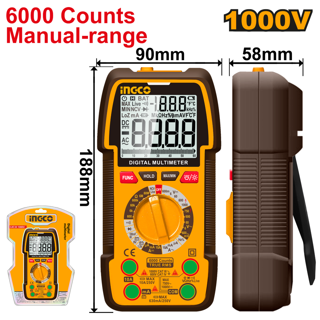 TESTER MULTIMETRO 1000V AC/DC DIGITAL INGCO - DM310002 HERRAMIENTAS ...
