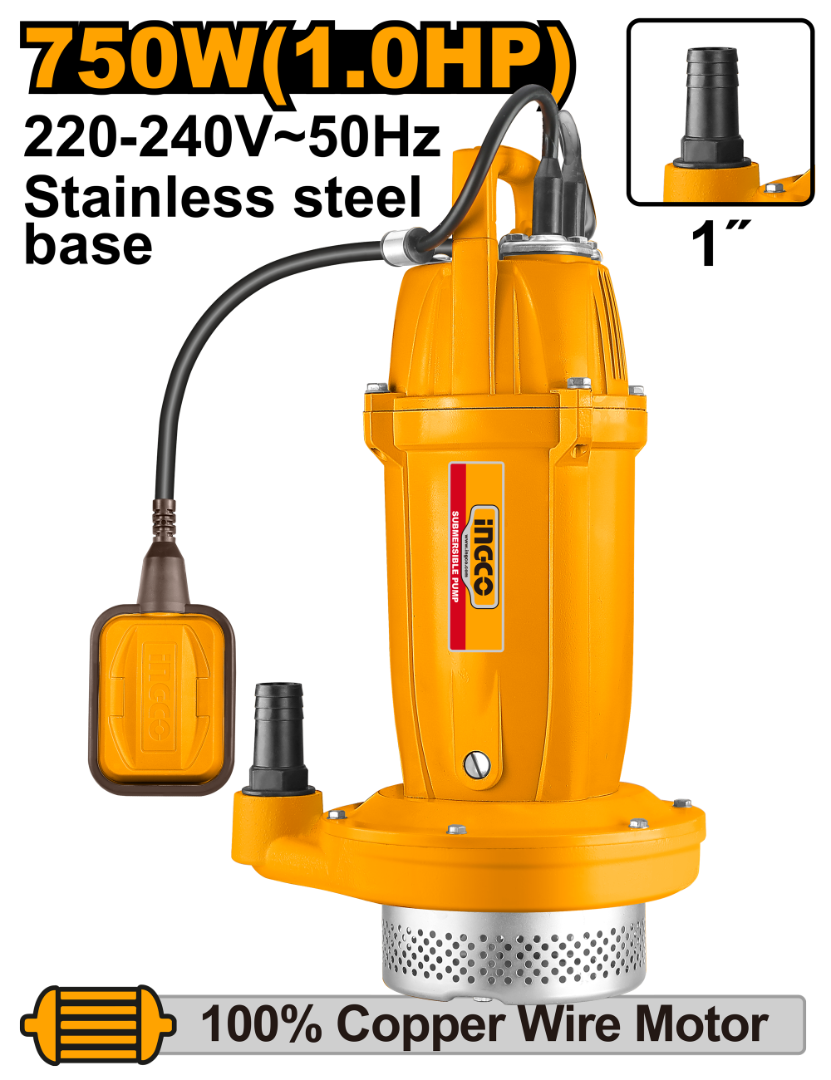 BOMBA SUMERGIBLE METALICA 750W 1.0HP 32M 120L/MIN INGCO SPC75068 ...
