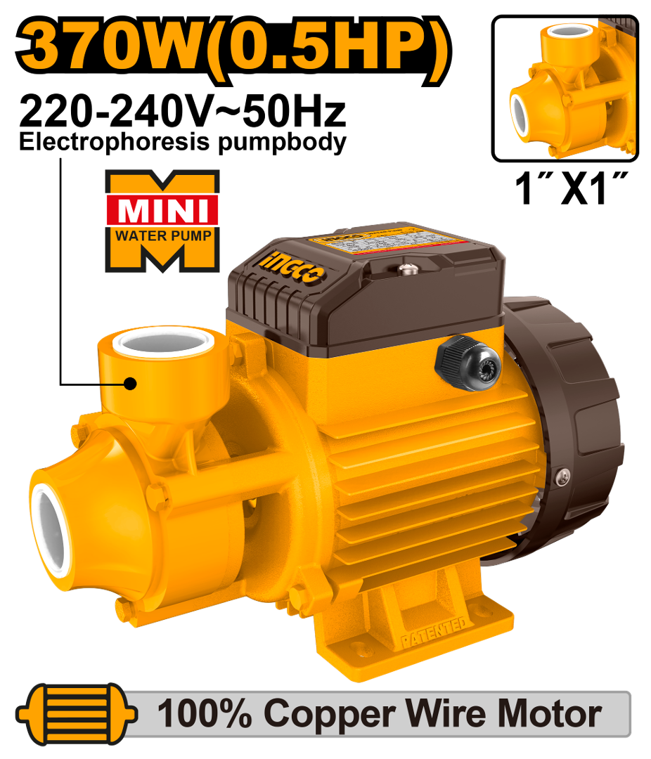 BOMBA PERIFERICA 370W 0.5HP INGCO VPM37028 HERRAMIENTAS BOMBAS DE AGUA PERISFERICAS