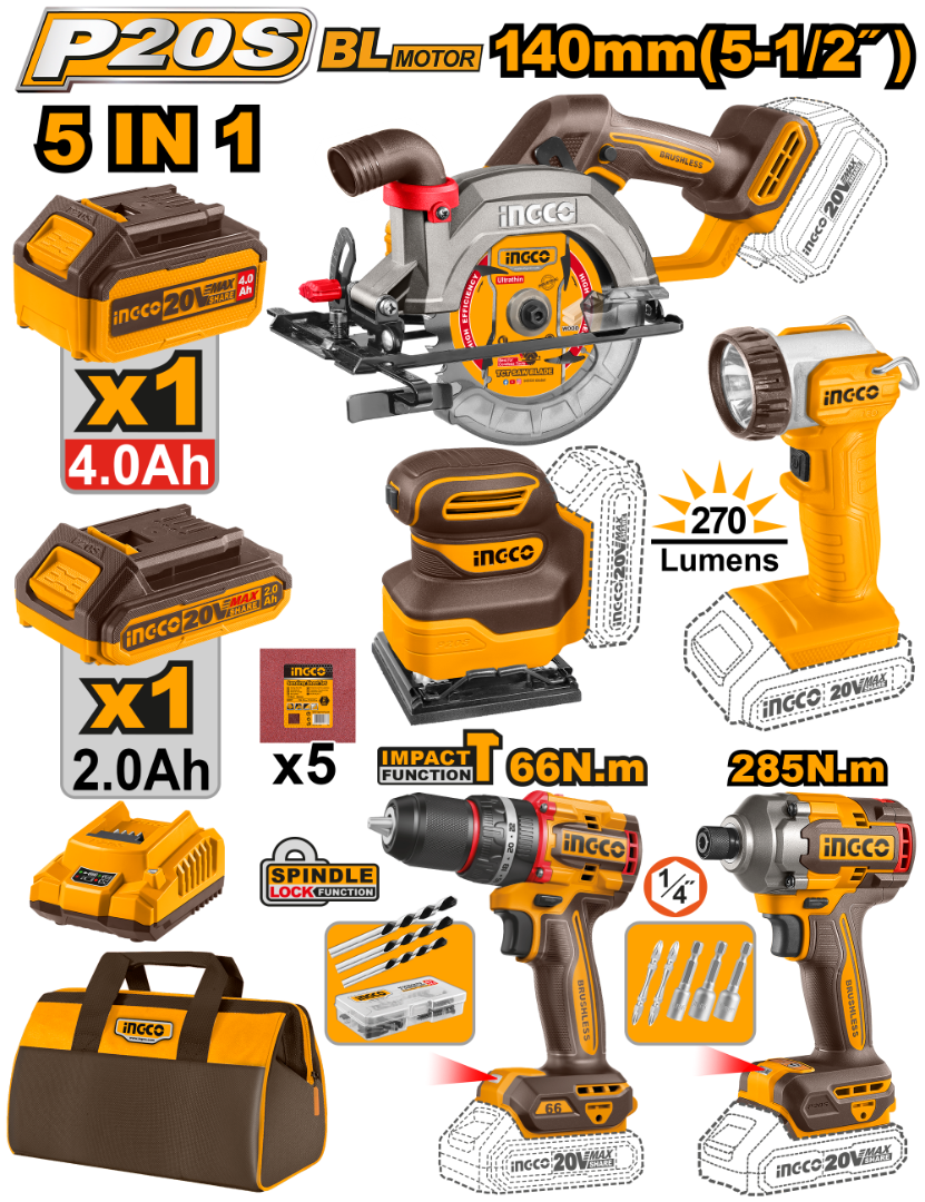 KIT COMBO A BATERIA P20S 20V SIERRA CIRCULAR + TALADRO ATORNILLADOR C ...