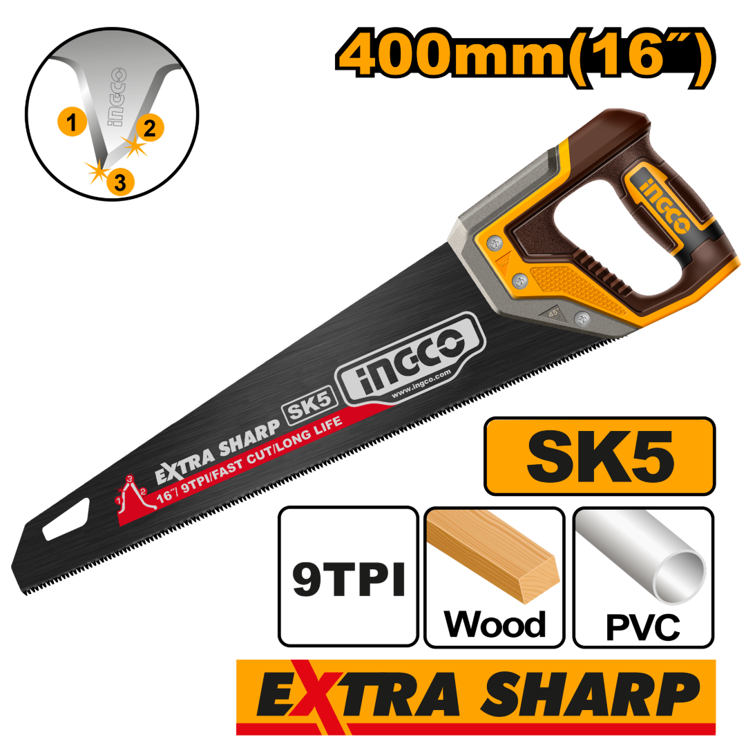 SERRUCHO 16" (400MM) 9TPI ACERO SK5 INGCO HHAS68400 HERRAMIENTAS DE MANO SERRUCHOS